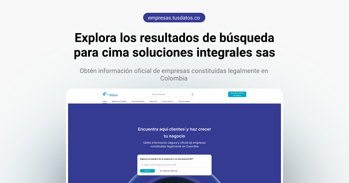cima soluciones integrales sas | Tusdatos Empresas